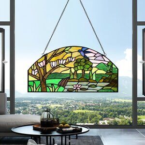 Other | Stained Glass Window Hanging Handicraft 16 Tree Half Moon Glass ...